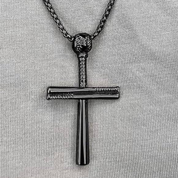 ORENTINI | Jewelry | 35mm Plated Baseball Bat Cross Pendant And Chain ...